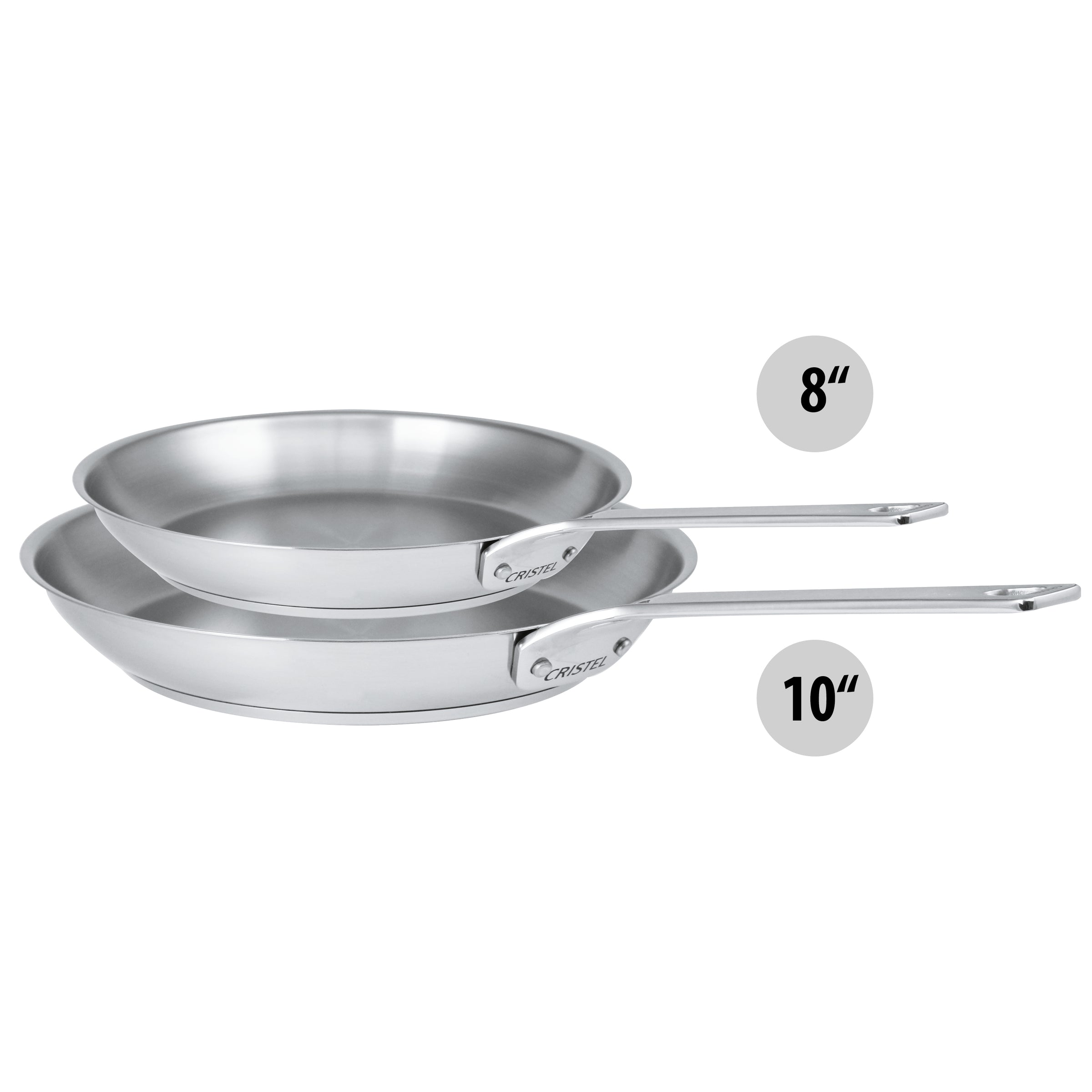2 stainless steel Frying pans Set - 1826® collection – CRISTEL USA